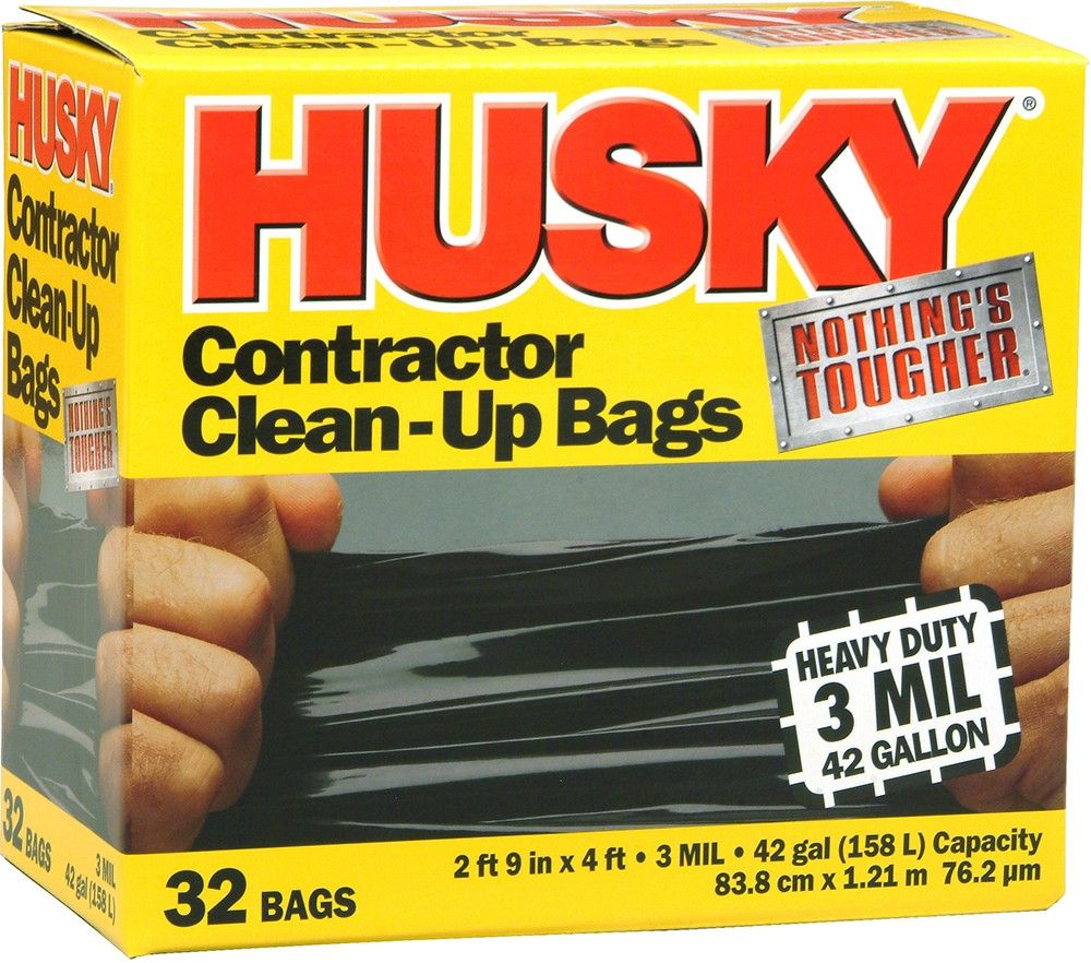 Husky 3 mil Contractor Bags | 42 Gallon Heavy-Duty 32 Pack
