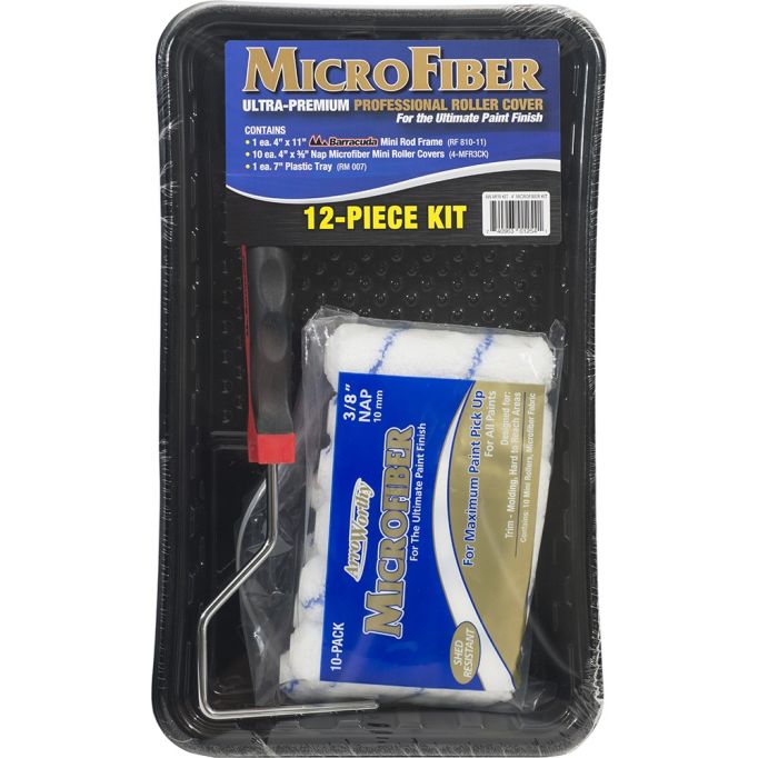 ArroWorthy AW MFR KIT 12-Piece 4" x 3/8" Microfiber Mini Roller Kit